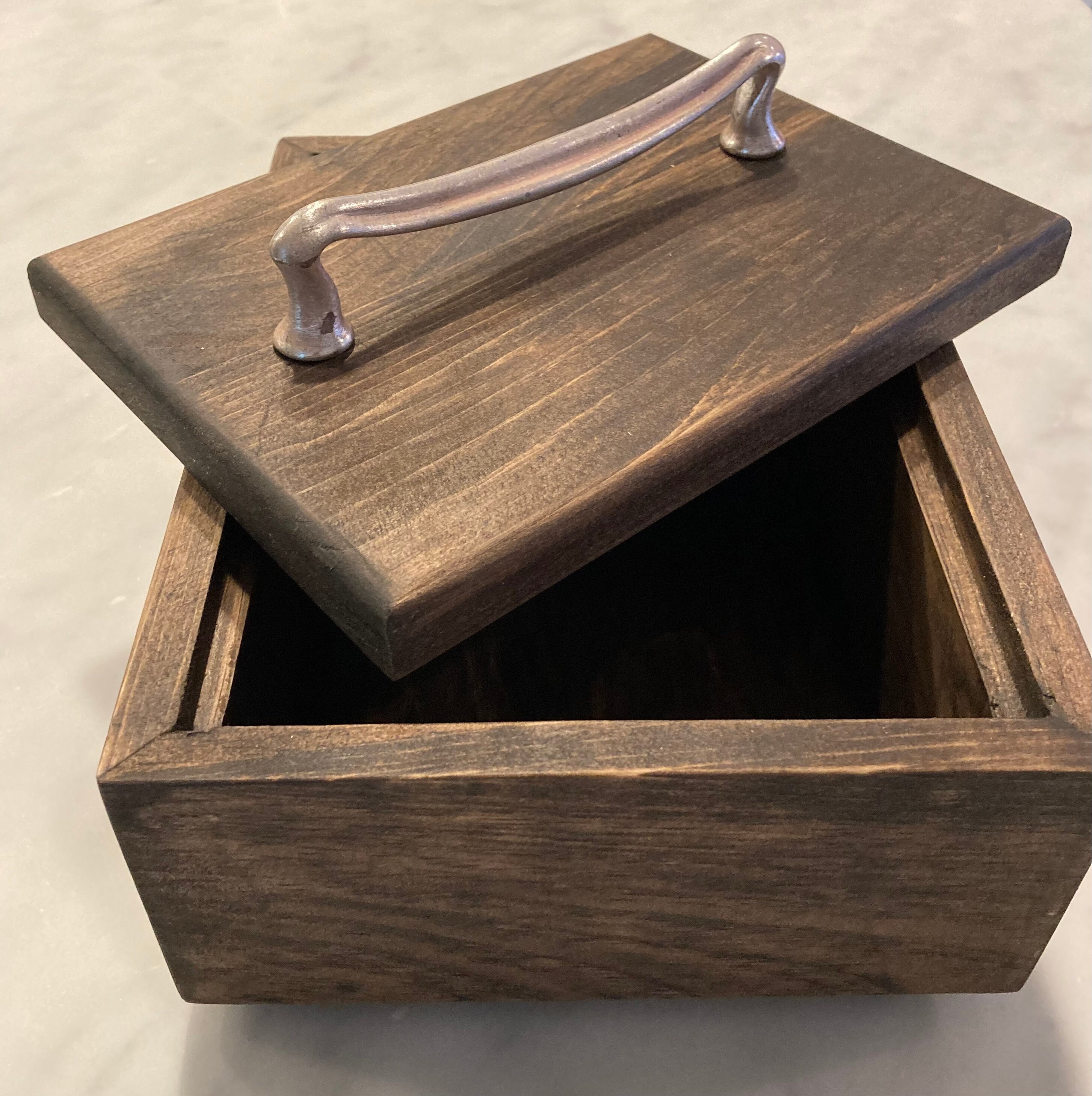 Decorative Wood Storage Box With Lid and Handle Walnut Stain Pine Box ...