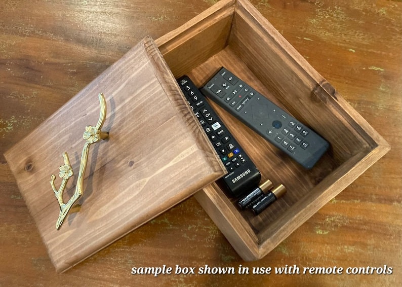 Decorative Wood Storage Box With Lid and Handle Walnut Stain - Etsy