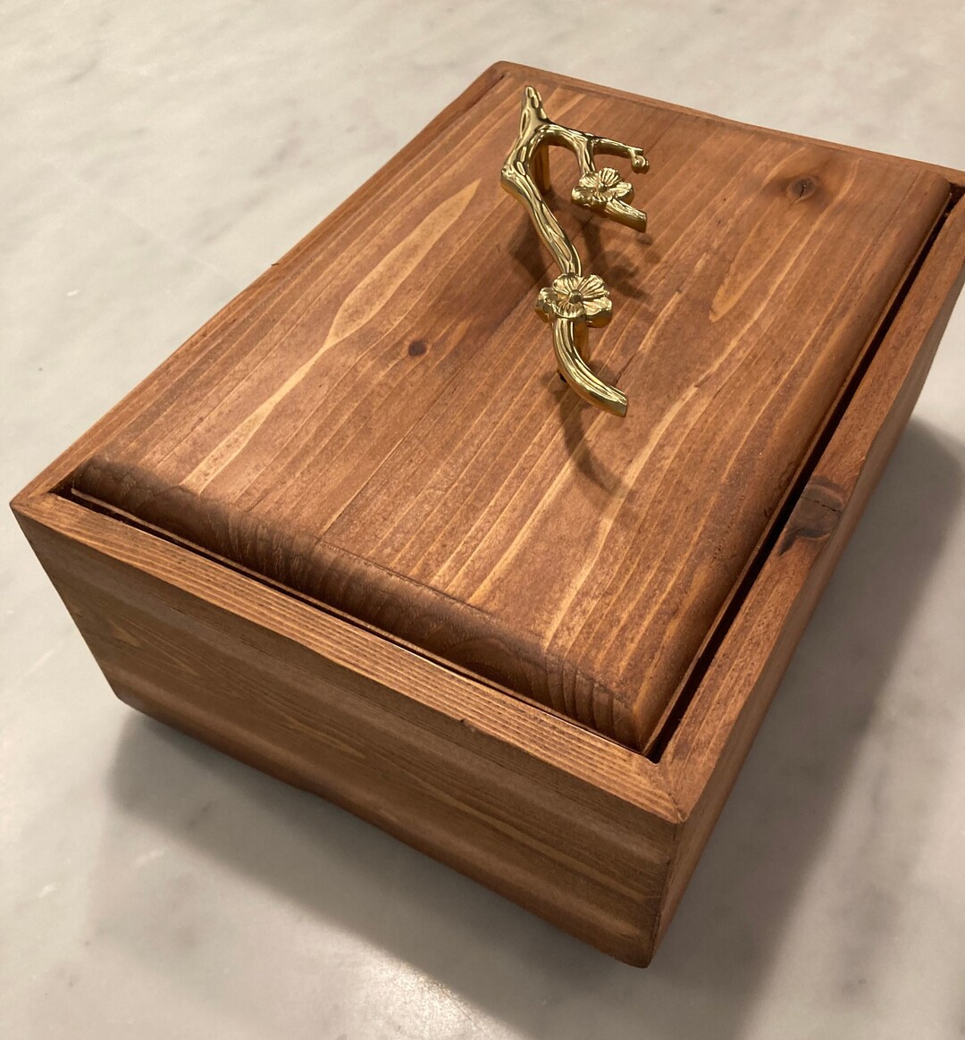 Modern Rustic Cherry Stain Cedar Decorative Wood Storage Box - Etsy
