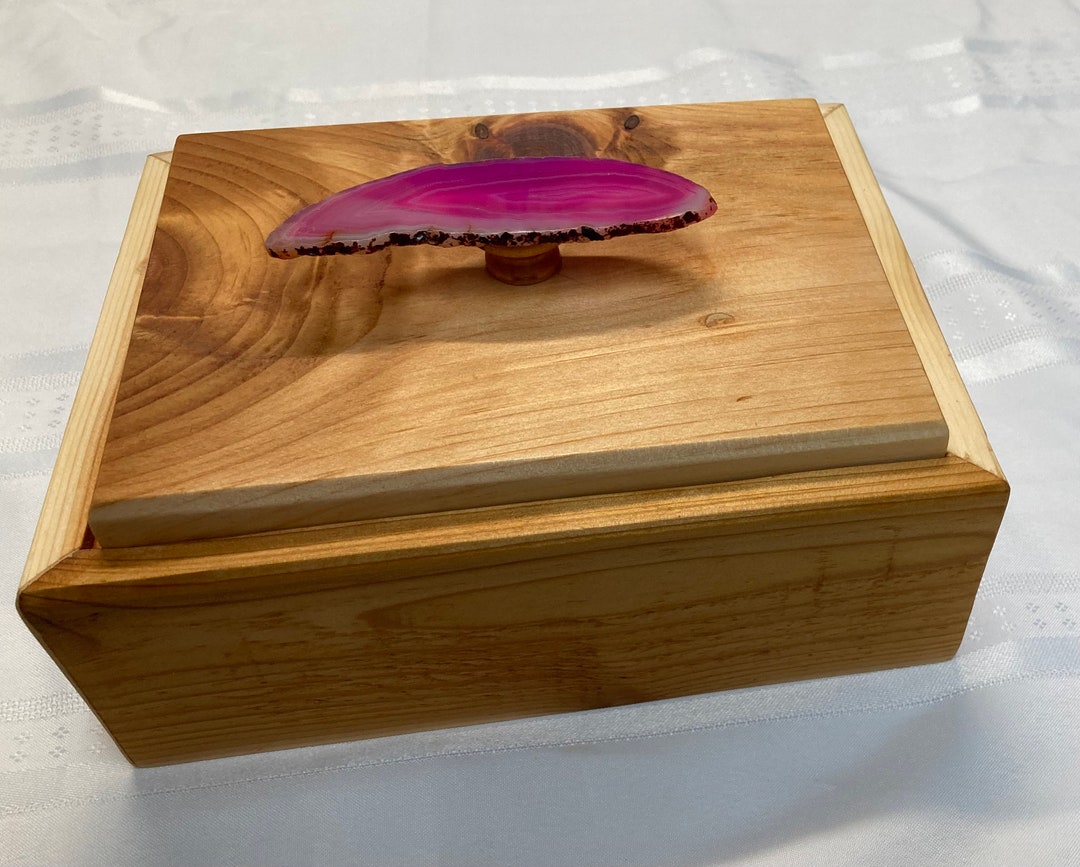 Modern Rustic Decorative Wood Storage Box With Lid & Handle Remote ...