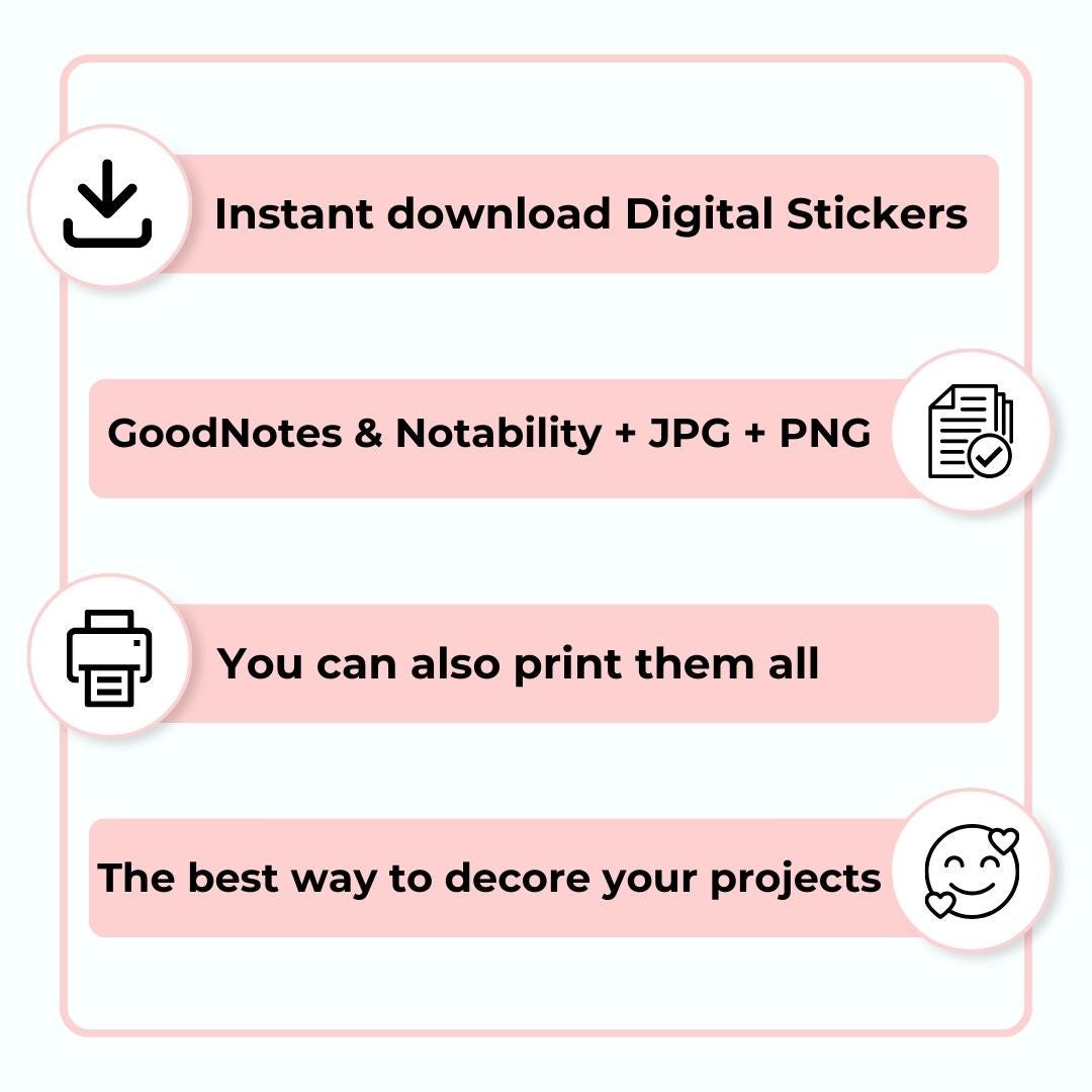 Cute Cat Digital Stickers, Kawaii Cat Stickers for Planners, Goodnotes ...