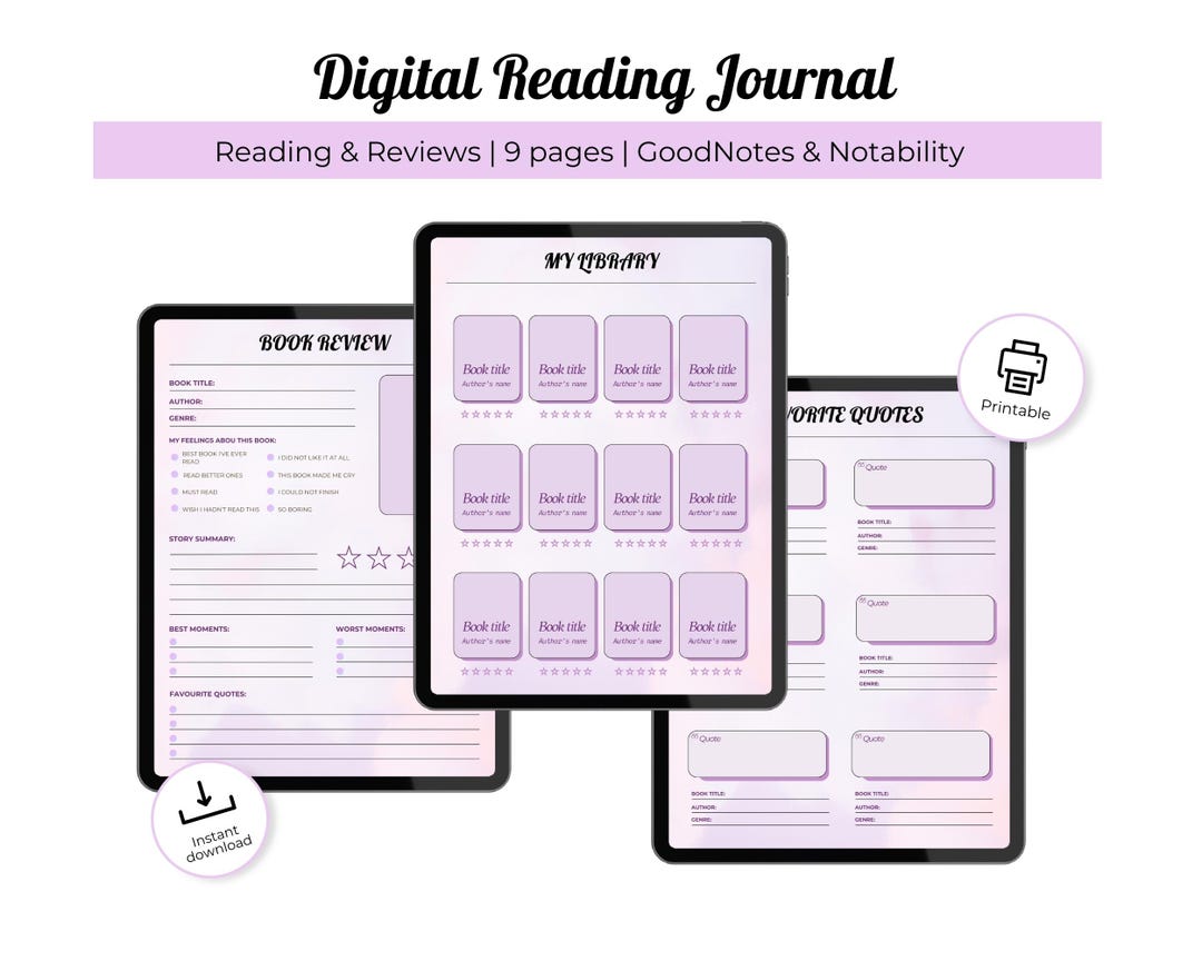Reading Digital Journal | Digital Book Tracker | goodnotes Reading ...