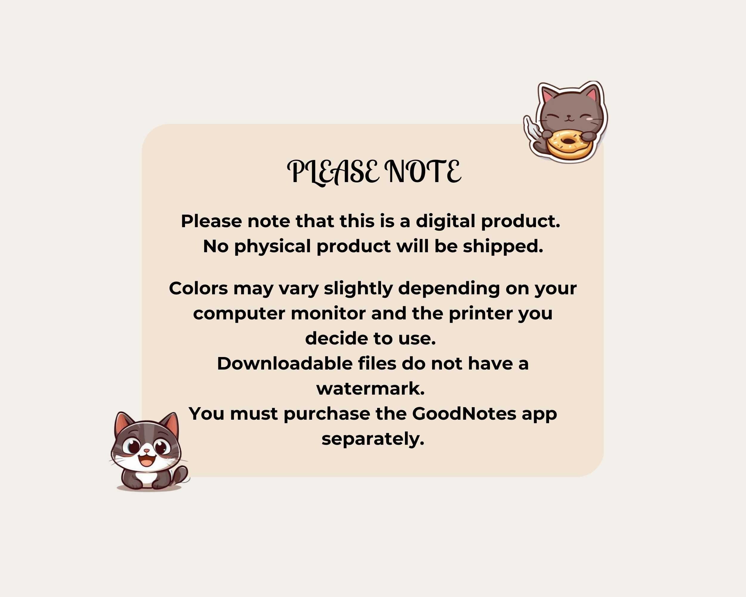 Cute Cat Digital Stickers, Kawaii Cat Stickers for Planners, Goodnotes ...