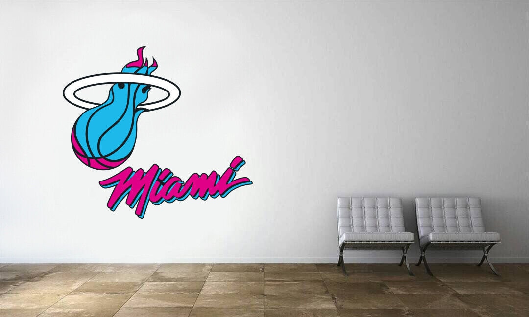 Miami Heat Logo Wall Decal Vice Nights NBA Basketball Decor Sport Vinyl ...
