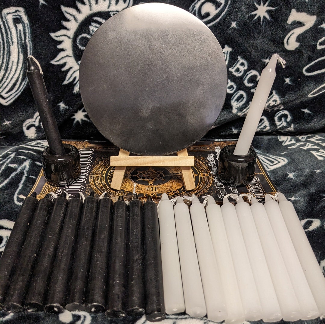 5 Black Obsidian Scrying Kit With Candles and Instruction Book for ...