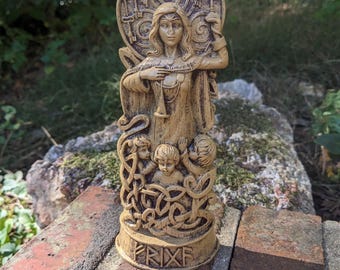 Frigga, God Viking, Wood Carved Frigg Statue, Friga, God Altar ...