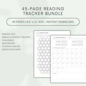 Printable Reading Tracker Templates, Book Lists, Book Review, Monthly ...
