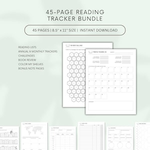 Printable Reading Tracker Templates, Book Lists, Book Review, Monthly ...