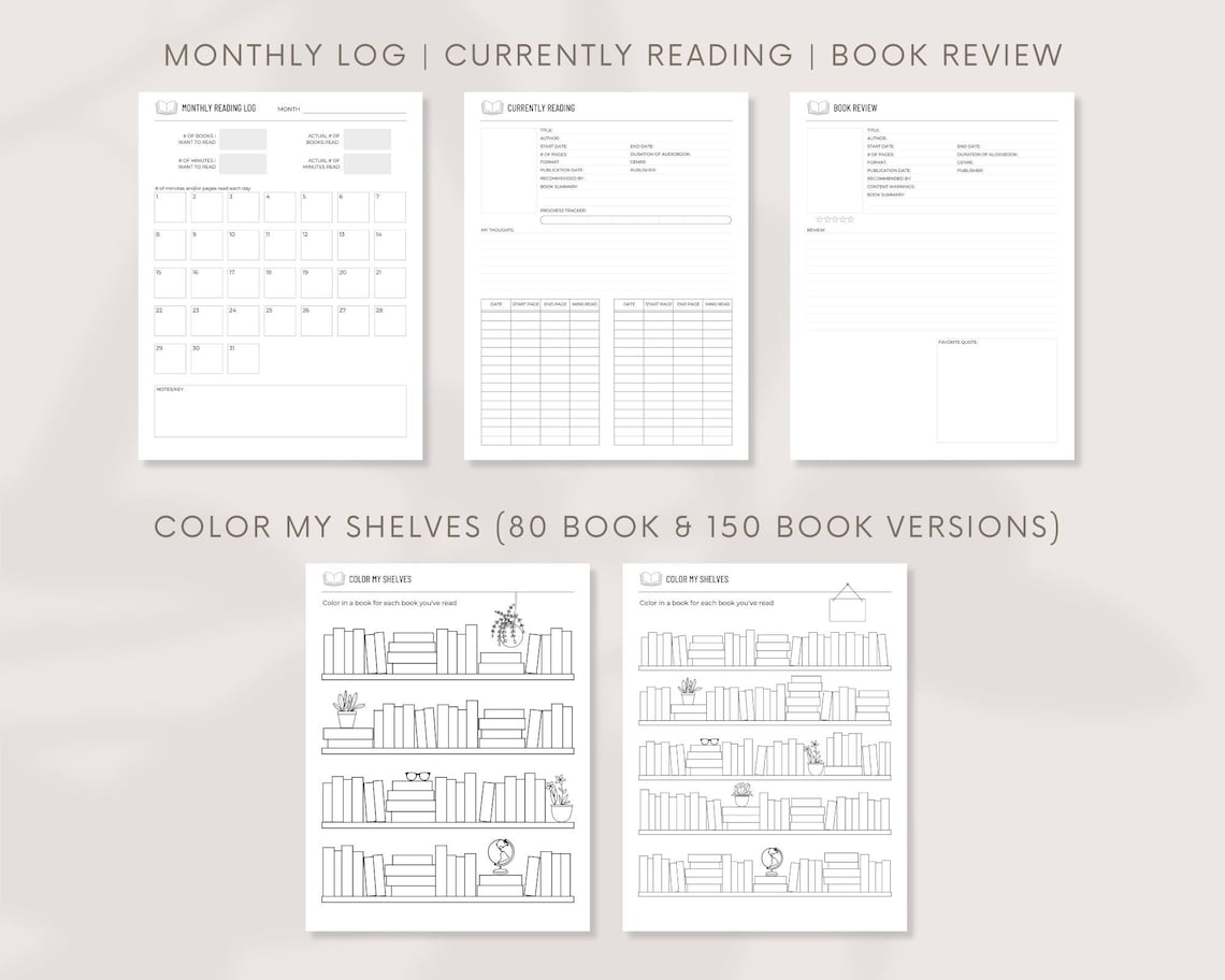 Printable Reading Tracker Templates, Book Lists, Book Review, Monthly ...