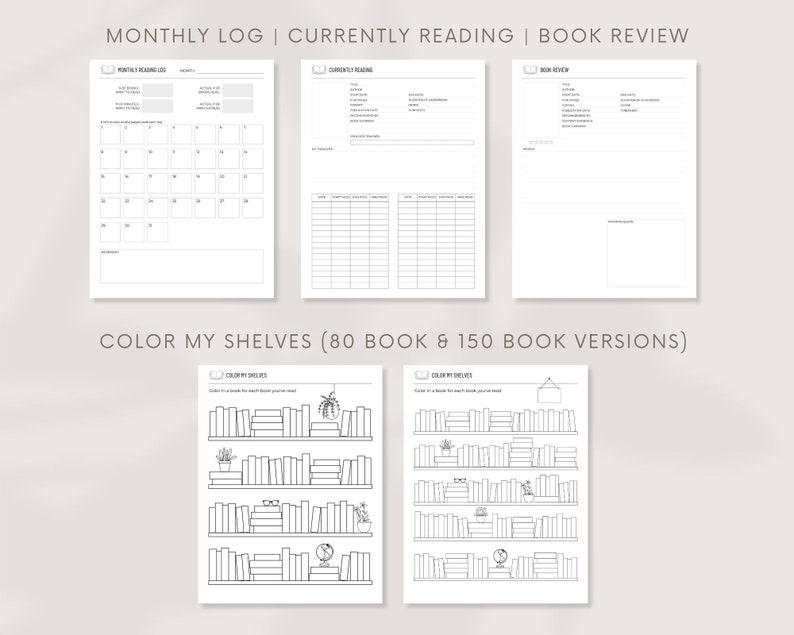 Printable Reading Tracker Templates, Book Lists, Challenges (digital ...