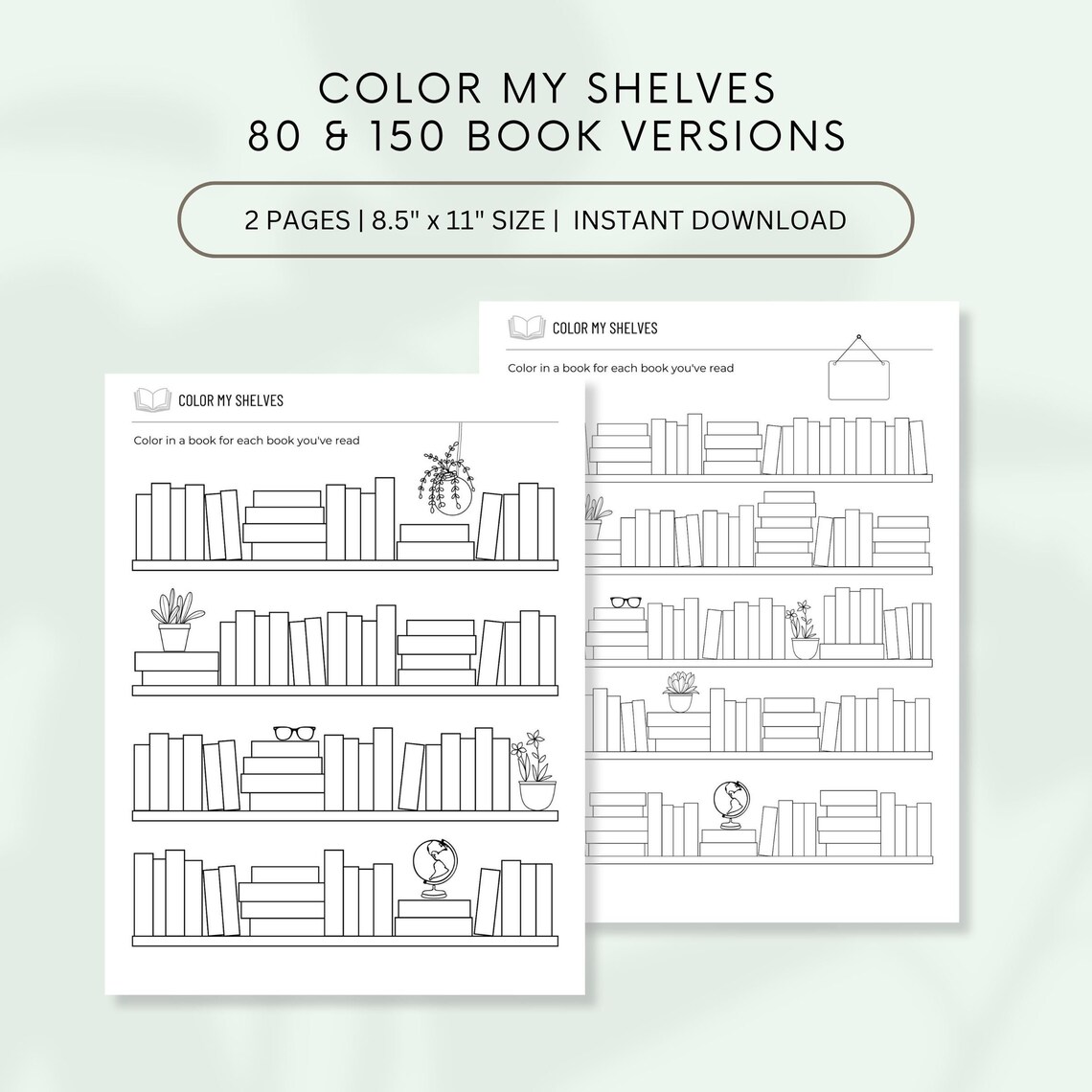 Color My Shelves, Printable Bookshelf Reading Tracker, Book Templates ...