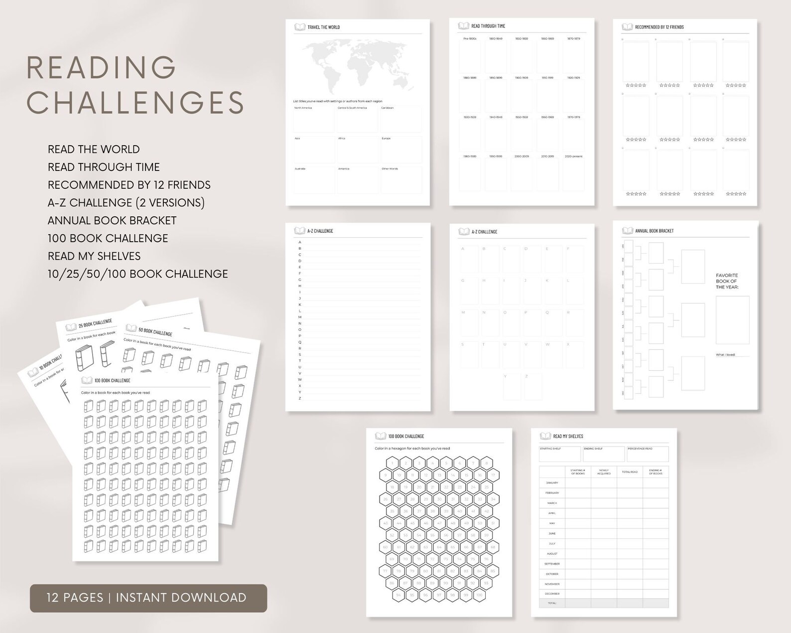 Printable Reading Tracker Templates, Book Lists, Book Review, Monthly ...