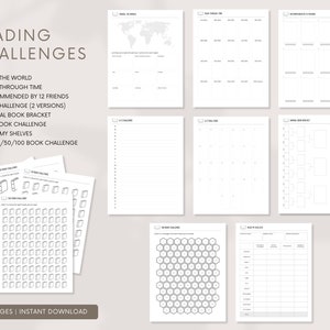 Printable Reading Tracker Templates, Book Lists, Challenges (digital ...