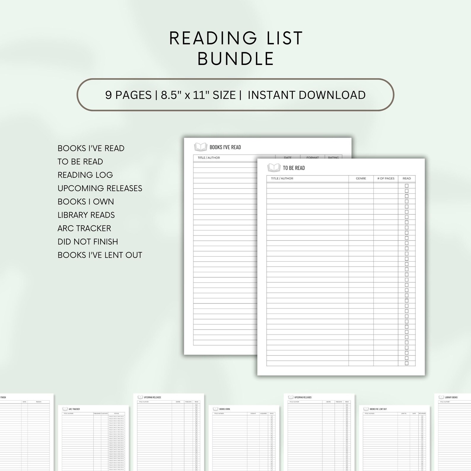 Printable Reading Tracker Lists, Book Templates, Book Tracker, Books I ...