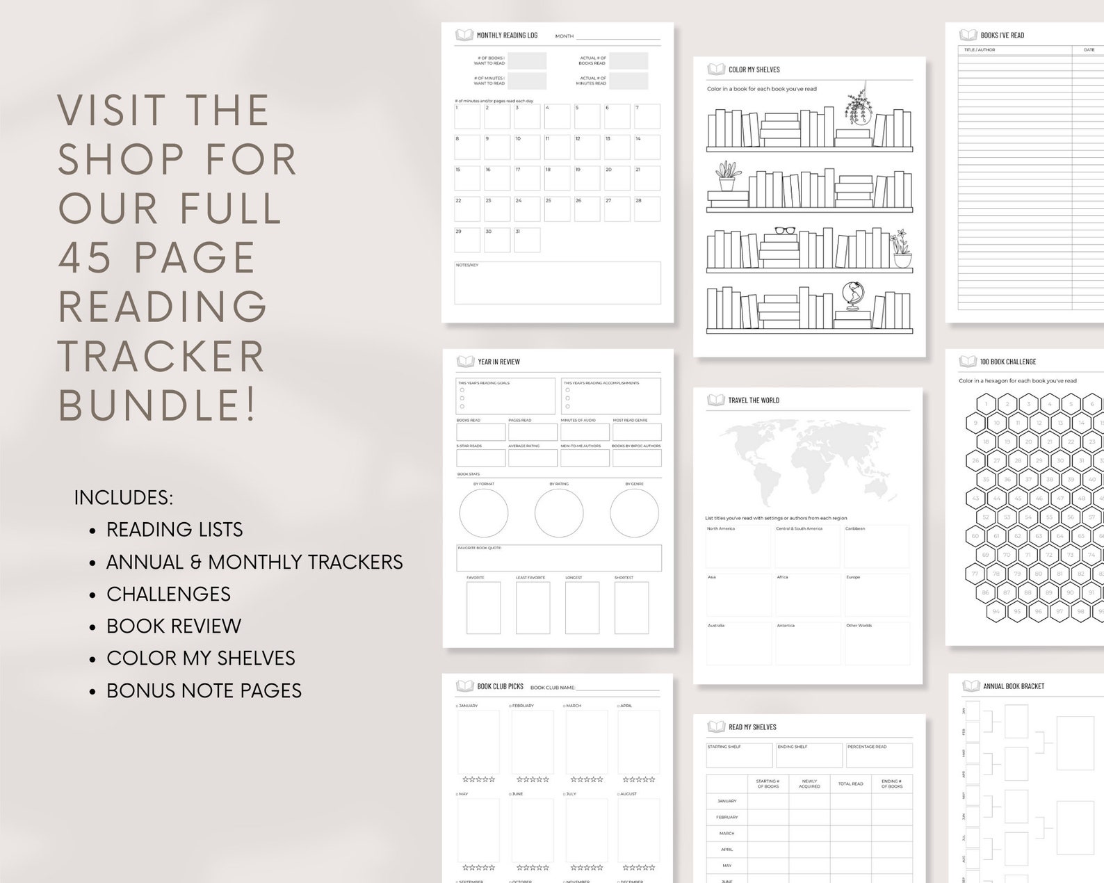 Color My Shelves, Printable Bookshelf Reading Tracker, Book Templates ...