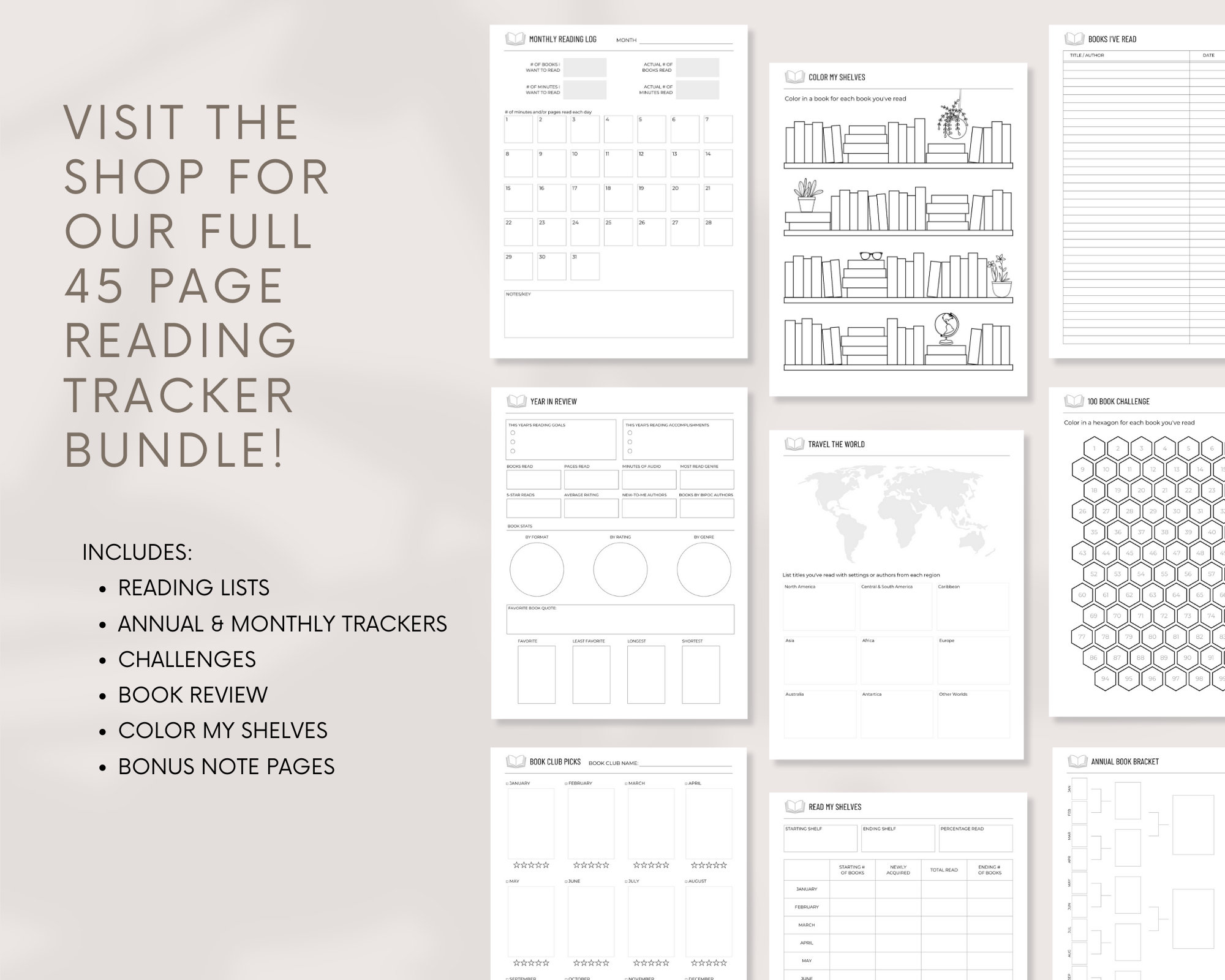 Color My Shelves, Printable Bookshelf Reading Tracker, Book Templates ...