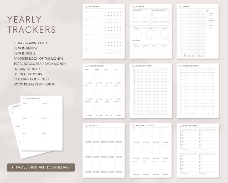 Printable Reading Tracker Templates, Book Lists, Challenges (digital ...