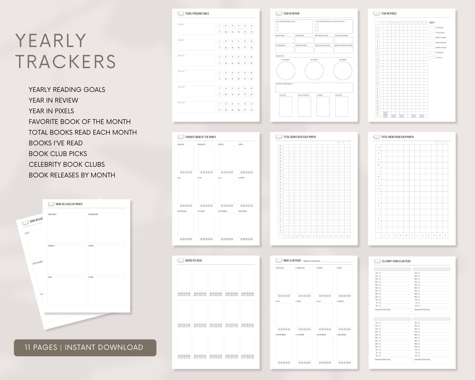 Printable Reading Tracker Templates, Book Lists, Challenges (digital ...