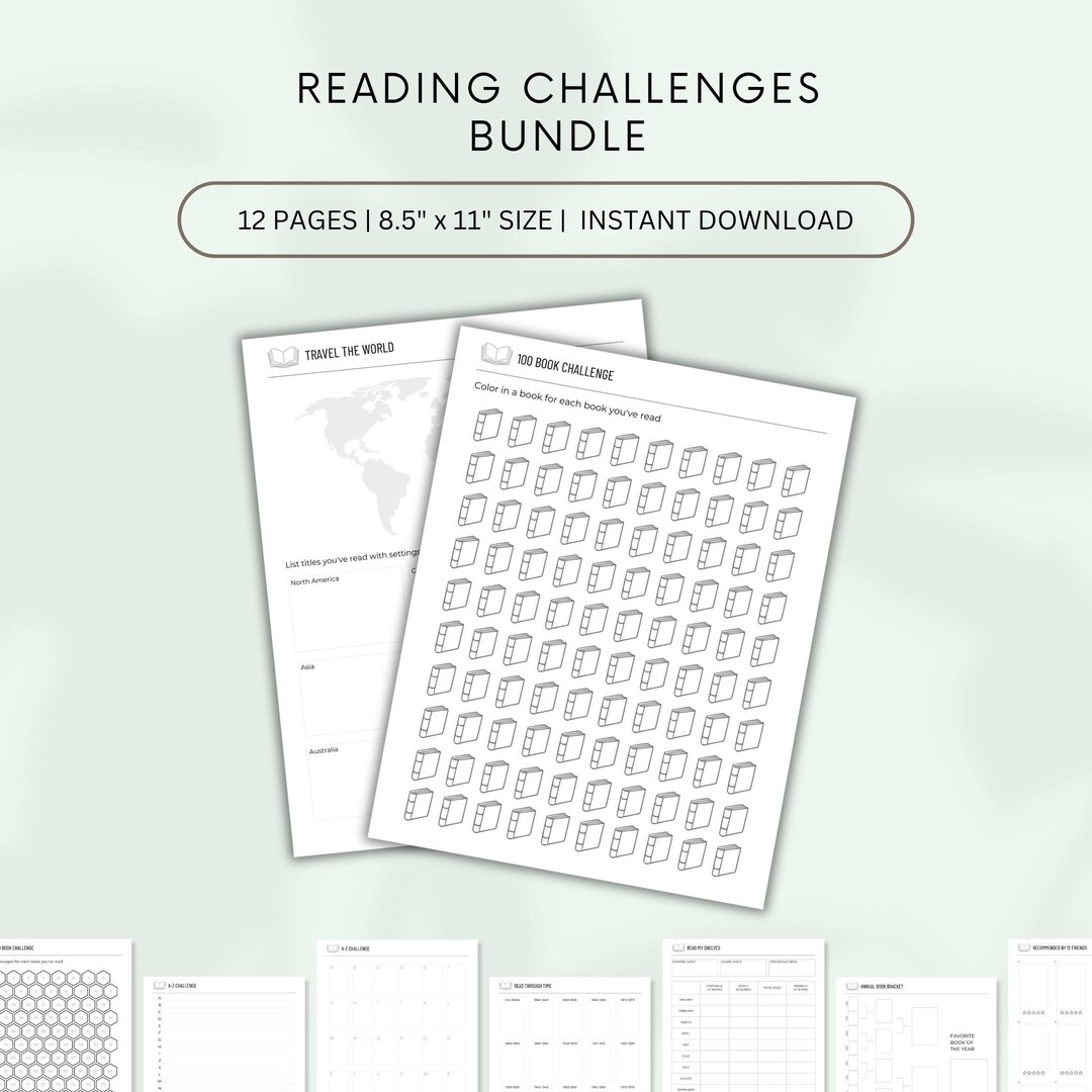 Printable Reading Challenges, Book Templates, Book Tracker, A-Z ...