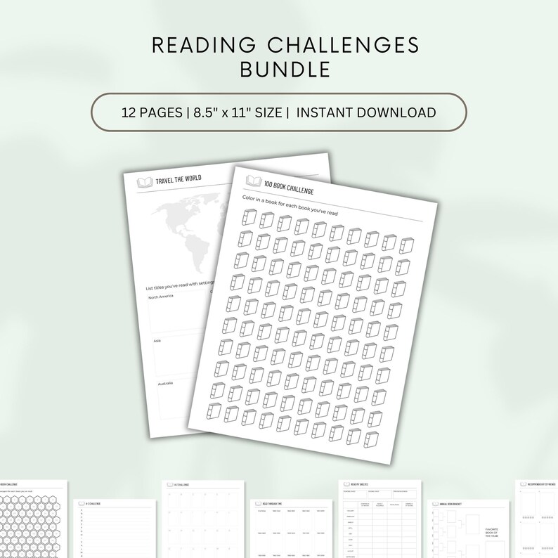 Printable Reading Challenges Book Templates Book Tracker - Etsy