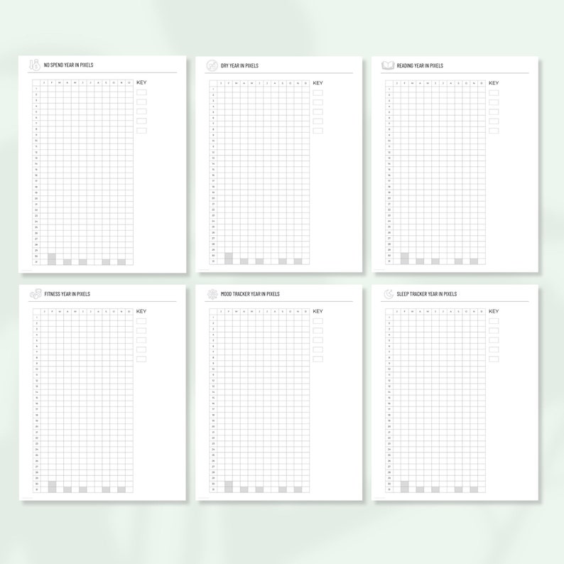 Year in Pixels Tracker Bundle, Mood, Sleep, Fitness (digital Download ...