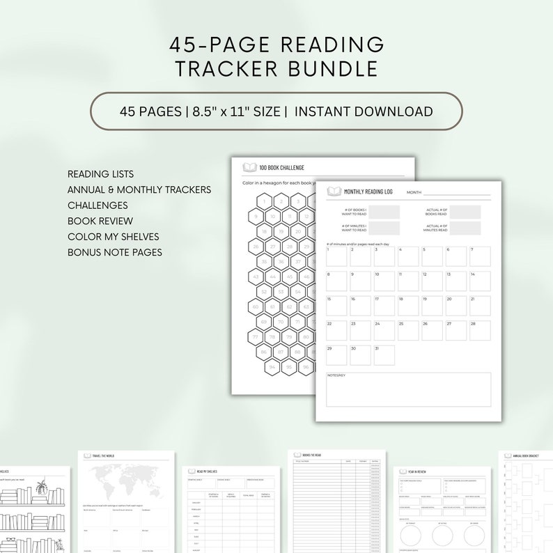 Printable Reading Tracker Templates, Book Lists, Book Review, Monthly ...