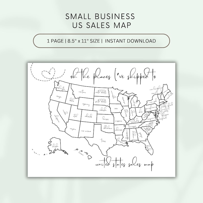 Sales Tracker, Small Business, United States Map, Printable Sales Map ...