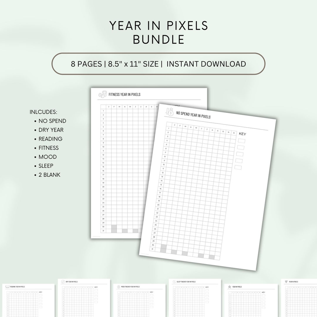 Year in Pixels Tracker Bundle, Mood, Sleep, Fitness (digital Download ...