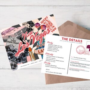 Vegas Vintage Postcard Invitation (nevada), Digital Canva Template ...
