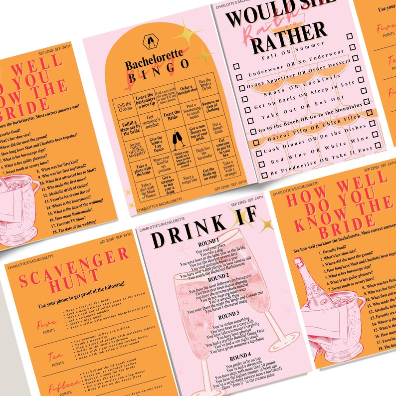 Last Rendez Bachelorette Party Game Bundle, Veuve Before Vows Scavenger ...