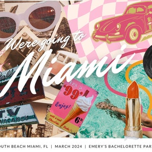 Miami Vintage Postcard Invitation (florida), Digital Canva Invitation ...
