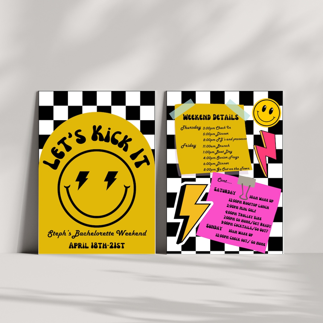 90’s/ Y2K Bachelorette Itinerary Template, Dazed and Engaged Girls ...