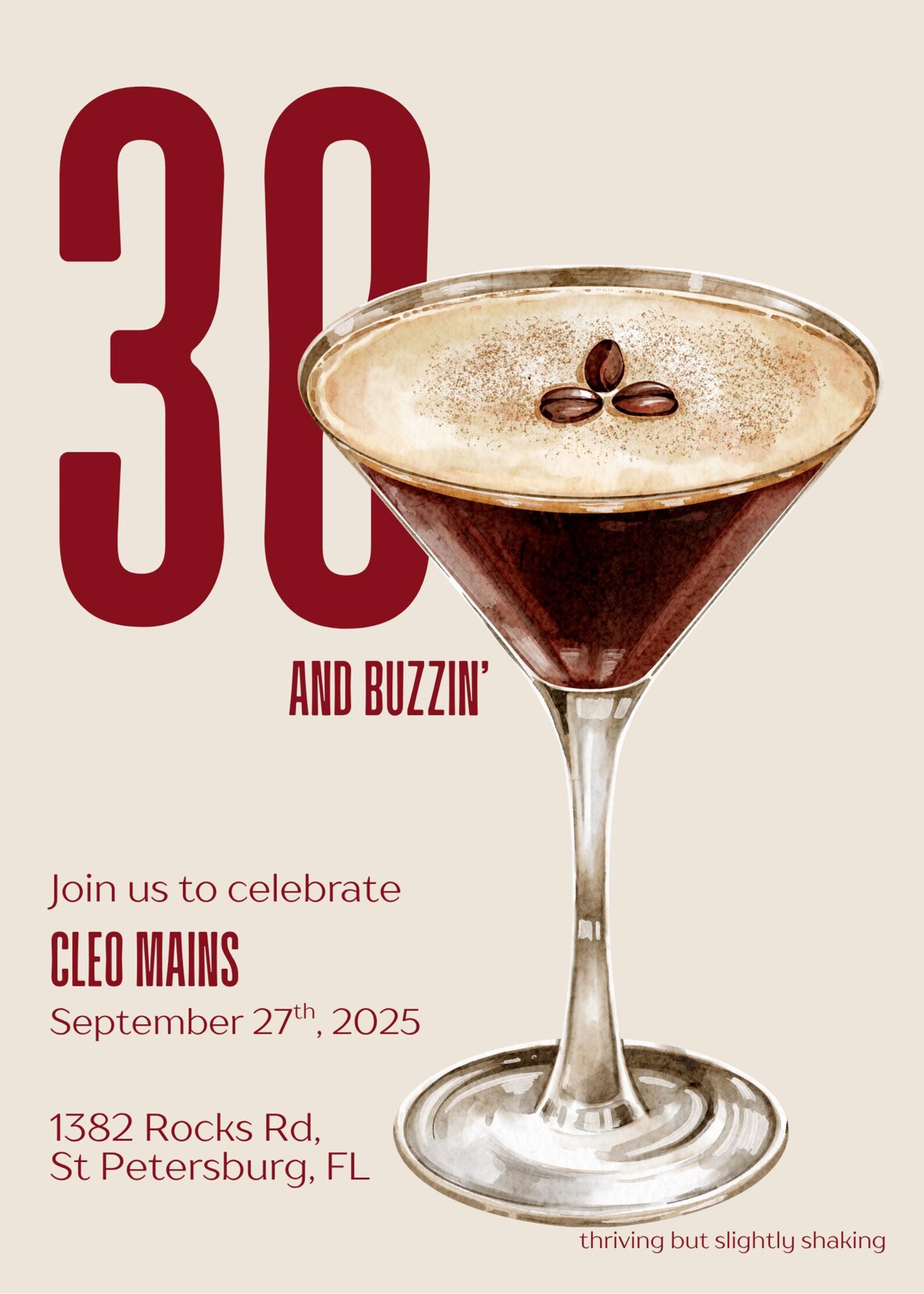Espresso Martini 30th Birthday Invitation, Editable Party Template ...