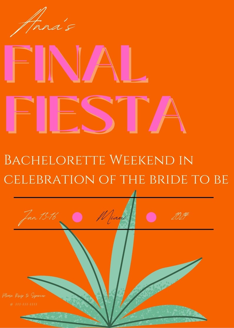 Final Fiesta Bachelorette Custom Itinerary, Fiesta Siesta Tequila ...