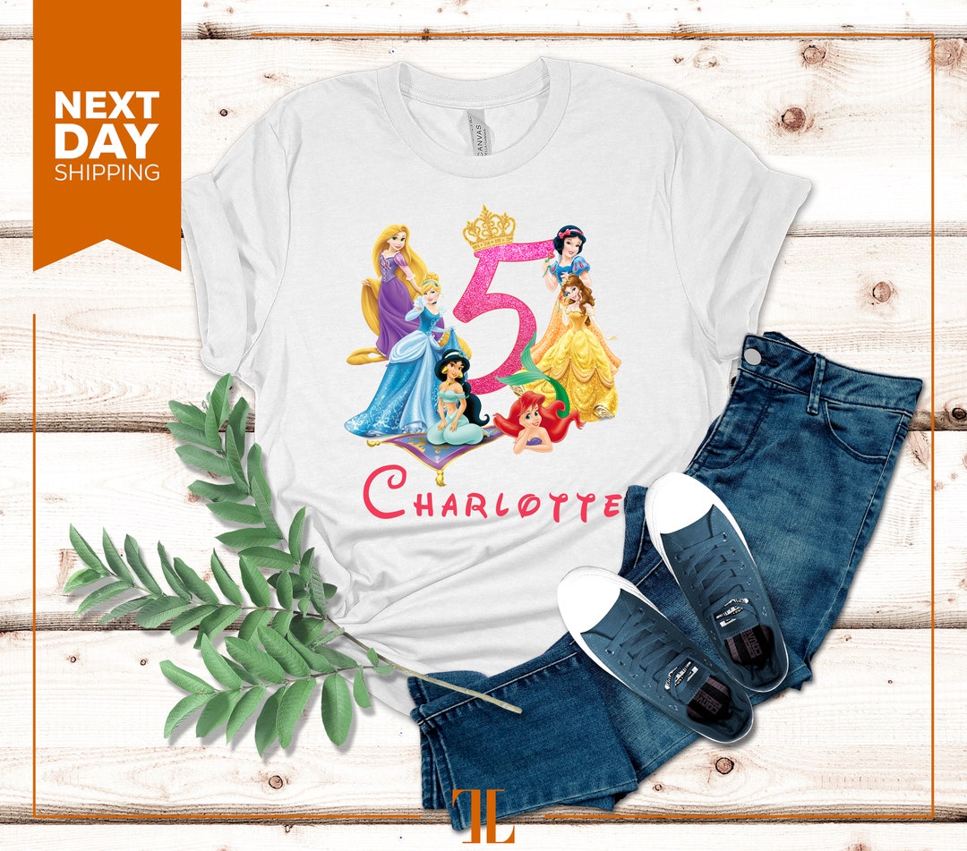 Custom Disney Princess Birthday T-shirt Personalized Disney Princess T-shirt Disney T-shirt ...