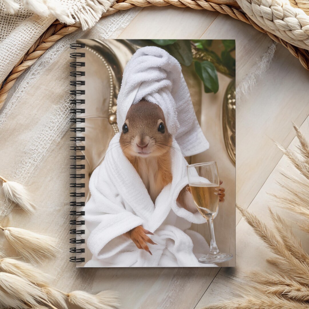 Squirrel Spa Spiral Lined Notebook 6"x8", Wild Animal Stationery Gift ...