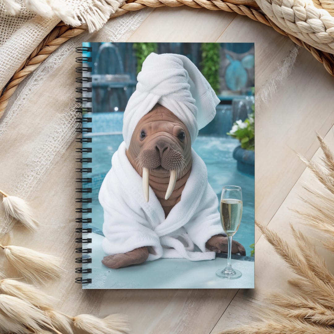 Funny Walrus Spa Notebook: Wildlife Lover Gift, Spiral Lined Journal (6 ...