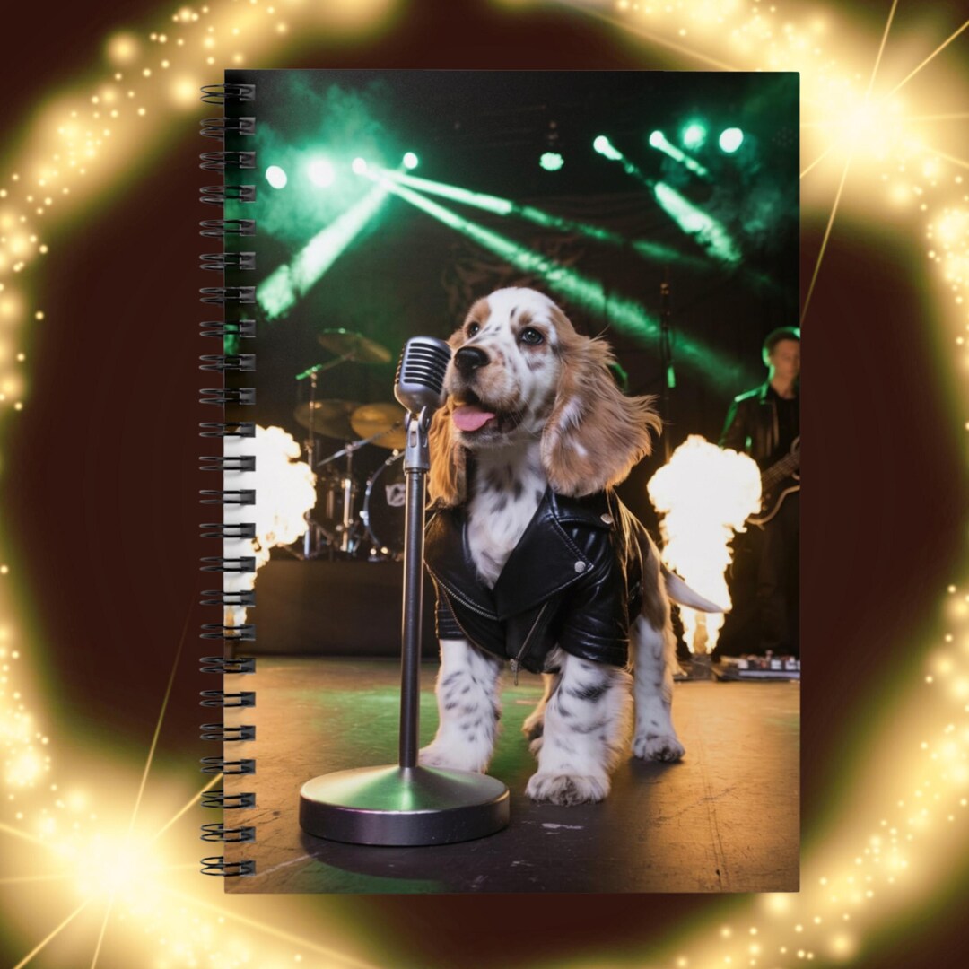 Cocker Spaniel Puppy Rockstar Spiral Lined Notebook 6"x8", Cool Dog ...