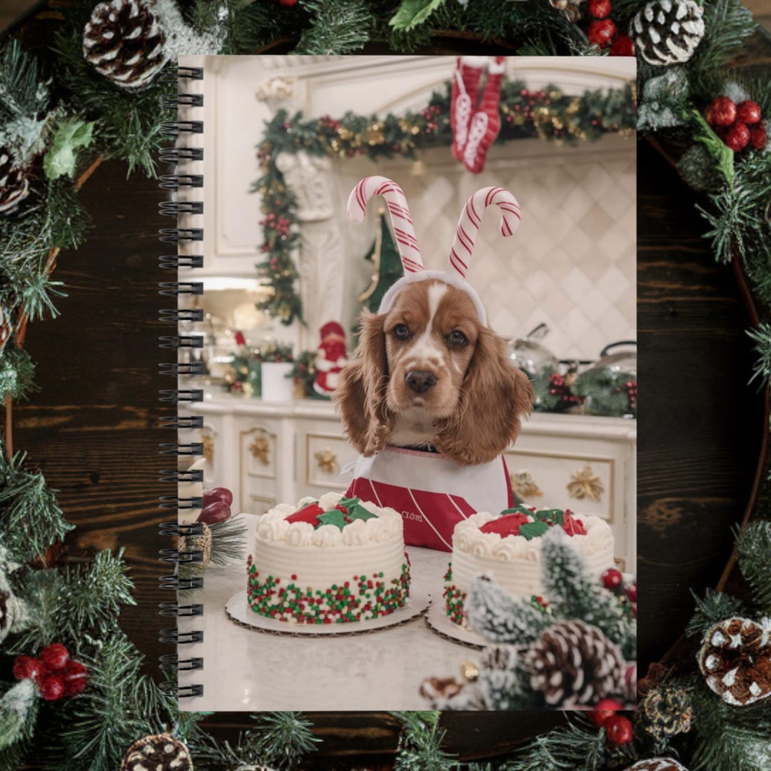 Cocker Spaniel Puppy Spiral Lined Notebook 6"x8", Cute Christmas ...