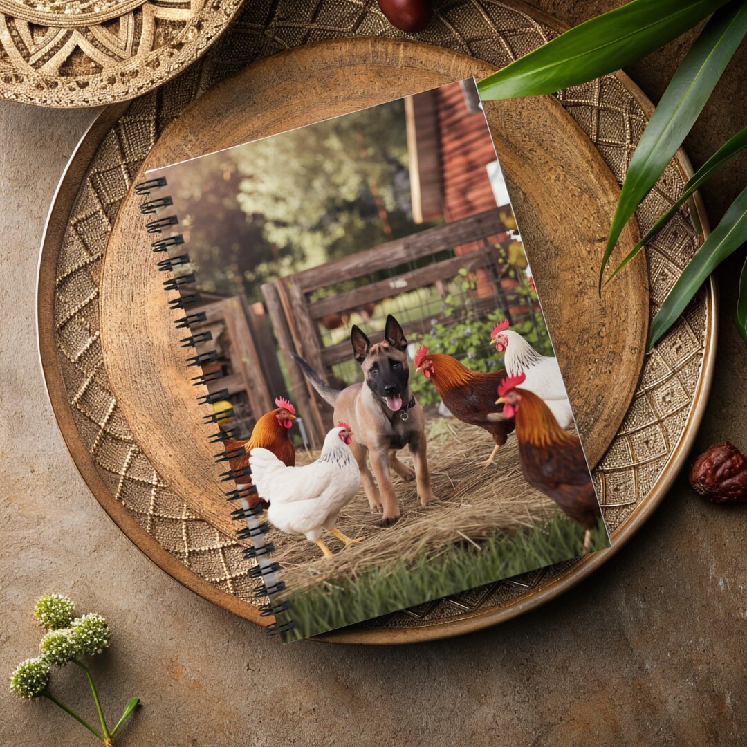 Belgian Malinois Farm Spiral Lined Notebook 6x8, Chicken Lovers Dog ...