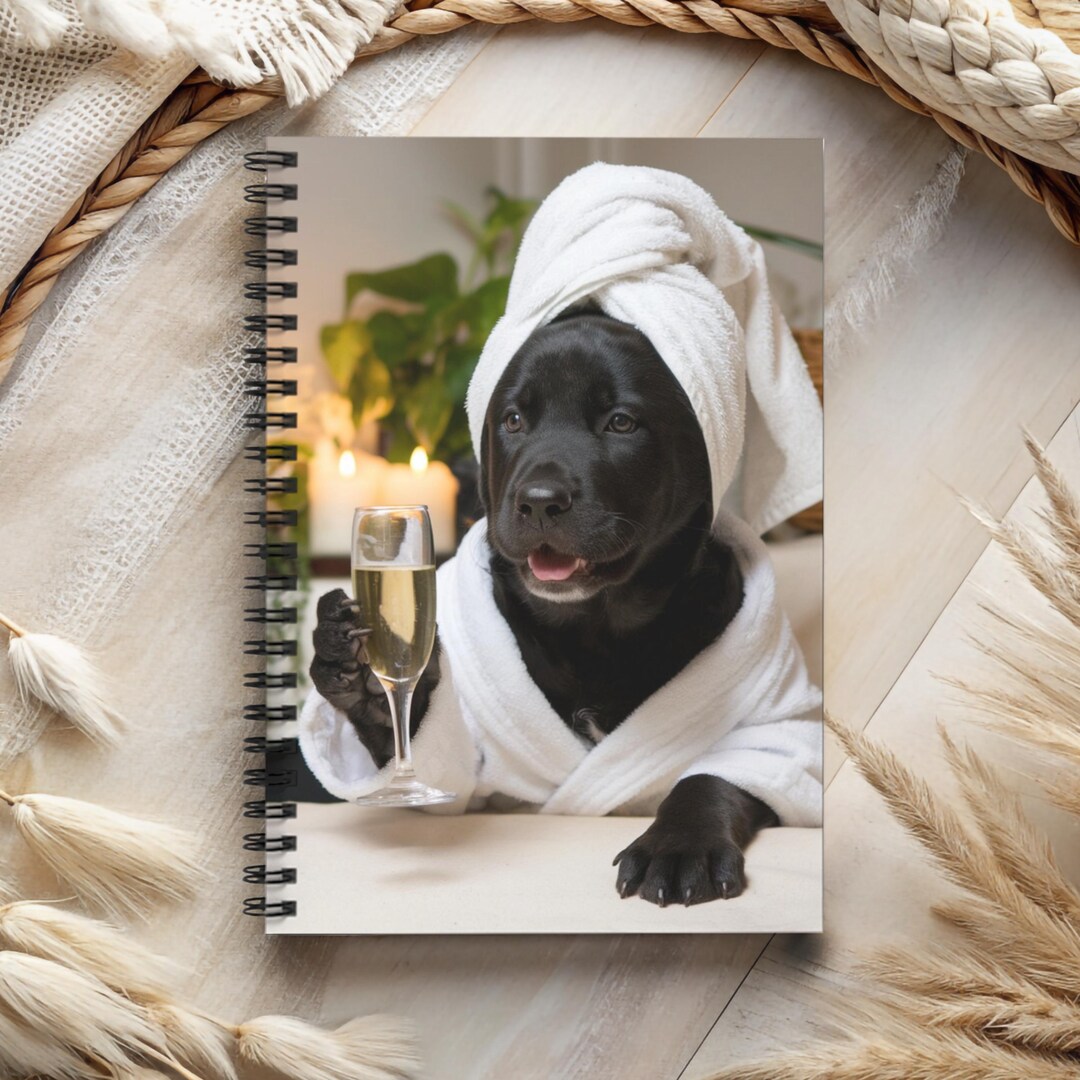 Black Labrador Puppy Spiral Lined Notebook 6"x8", Funny Dog Photo ...