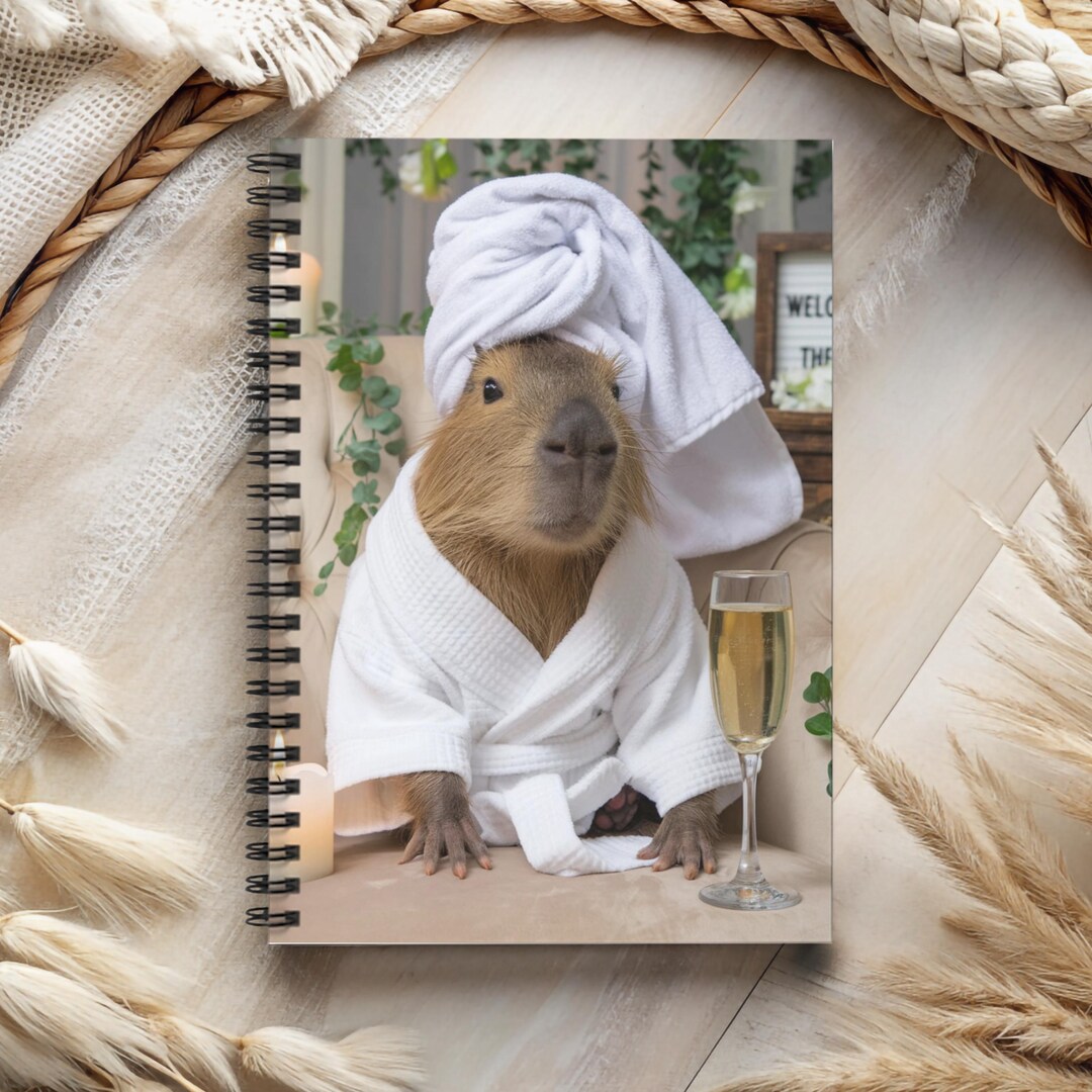Funny Capybara Spa Notebook: Wildlife Lover Gift, Spiral Lined Journal ...