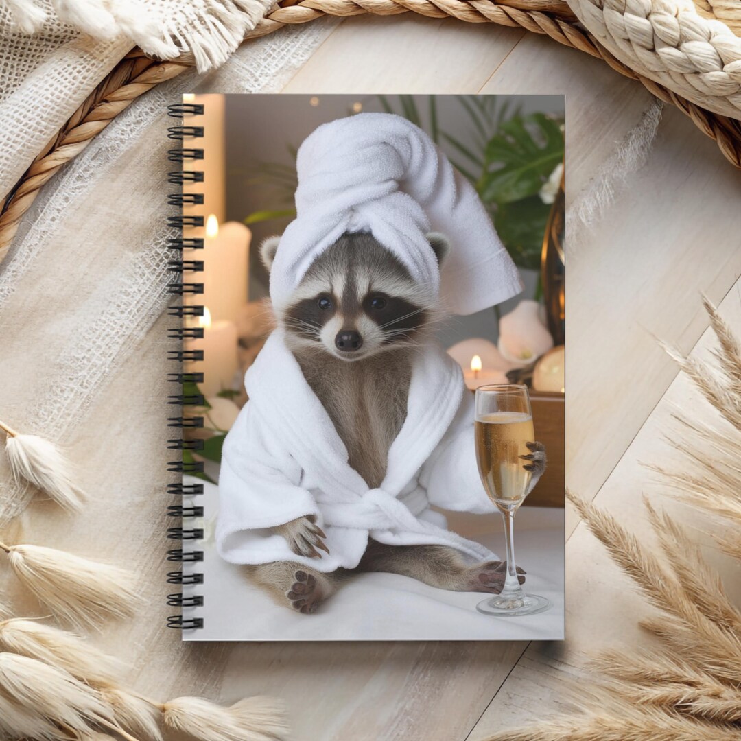 Funny Raccoon Spa Notebook: Wildlife Lover Gift, Spiral Lined Journal ...