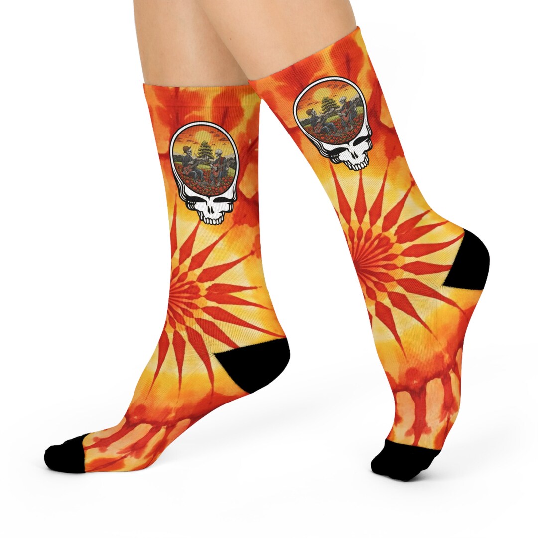 Grateful Dead Tie Dye Cushioned Crew Socks | Jerry Garcia Socks ...