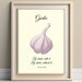 Funny Garlic Kitchen Print, Cooking Humor Wall Art (digital Download ...