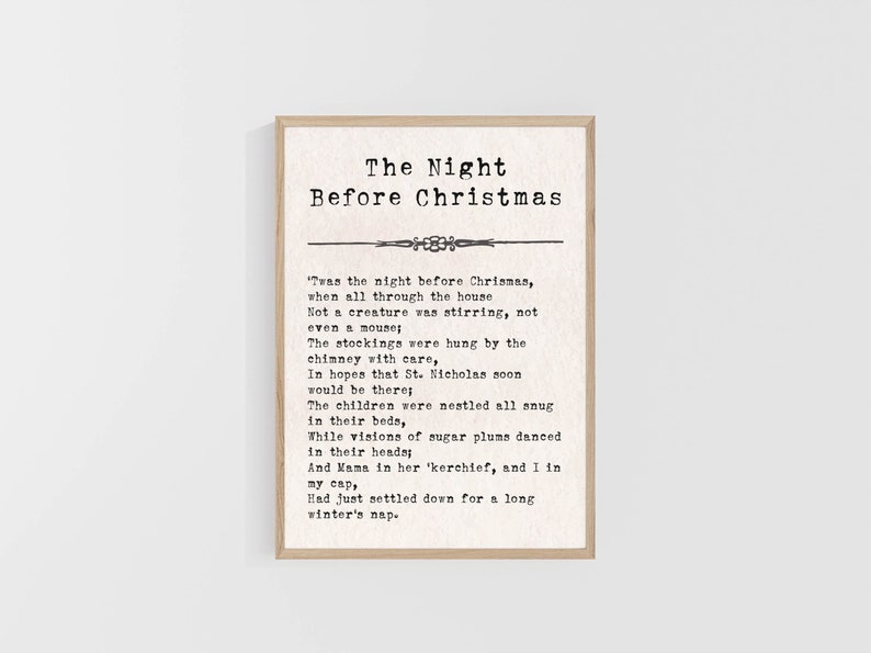 Vintage Christmas Print Twas the Night Before Christmas Poem - Etsy