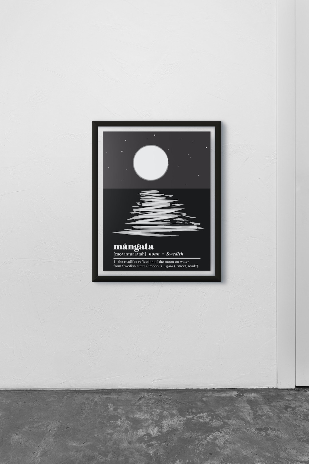 Mangata Definition Wall Art, Moon Light Decor, Swedish Words Printable ...