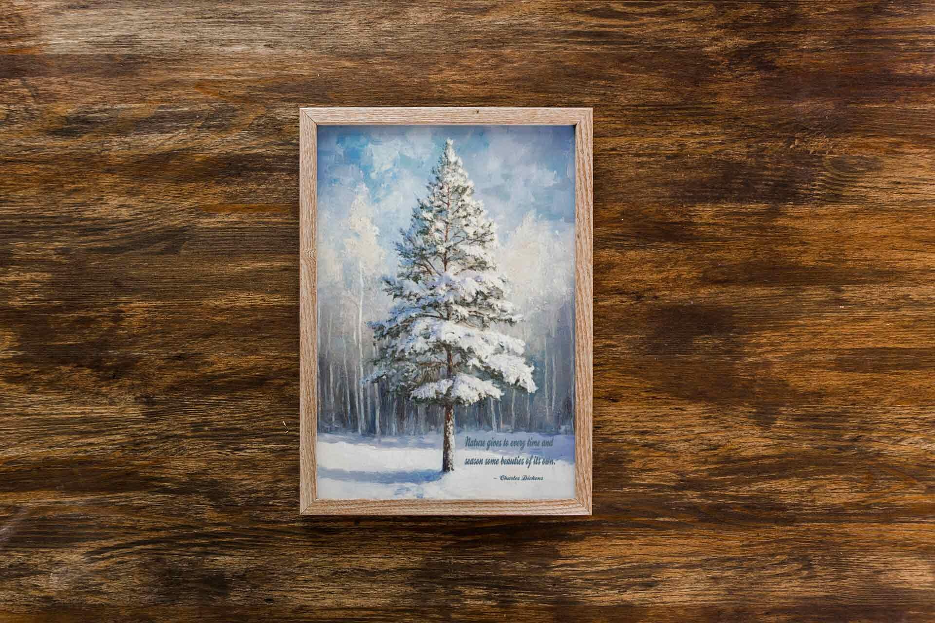 Snowy Pine Tree Print, Winter Forest Scene, Christmas Home Decor ...
