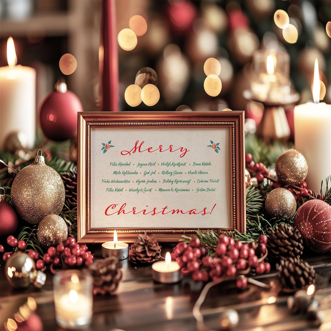 Merry Christmas in Different Languages Print, Feliz Navidad World Xmas ...