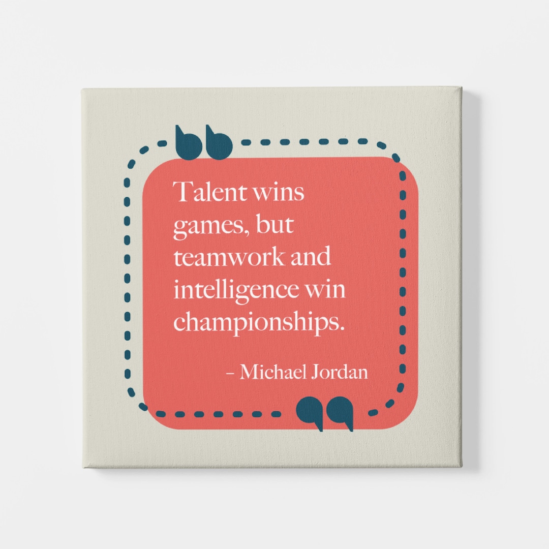 Michael Jordan Teamwork Quote Art, Motivational Office Decor (digital ...